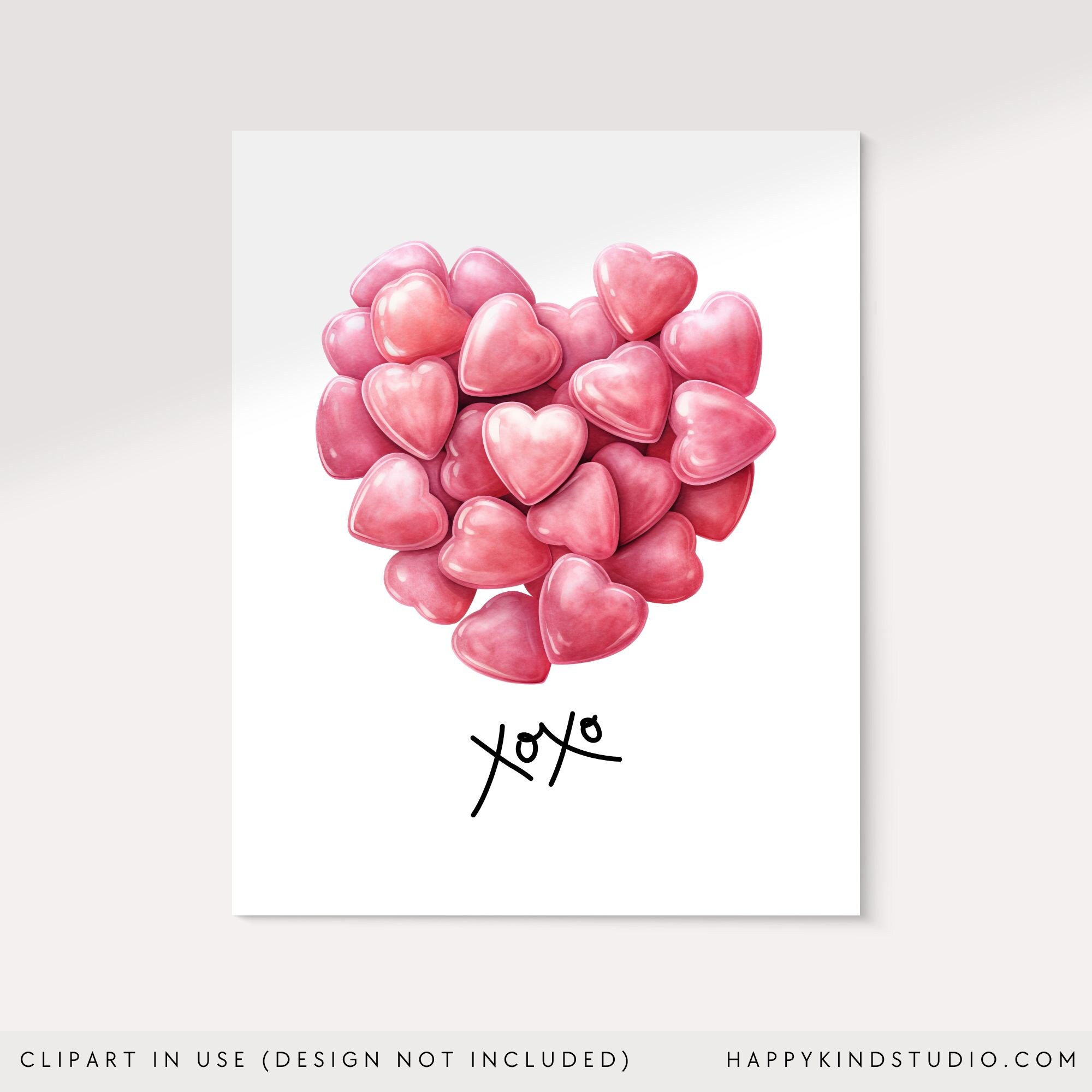 Valentines Candy Heart Clipart, Valentine Clip Art, Watercolor Hearts ...