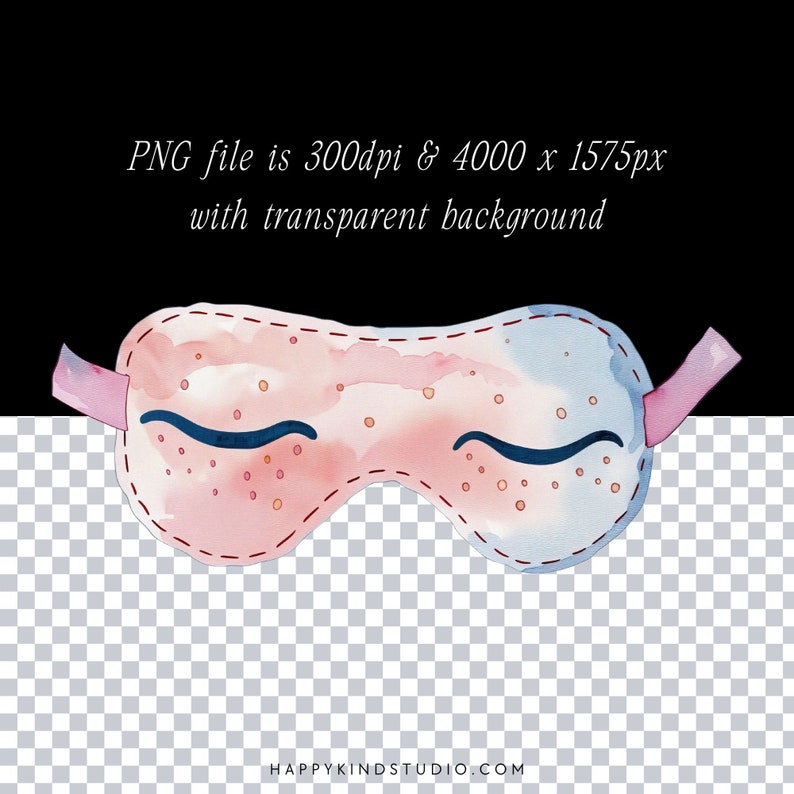 Sleep Mask Png, Sleepover Clipart, Watercolor Pajama Party, Satin Eye ...