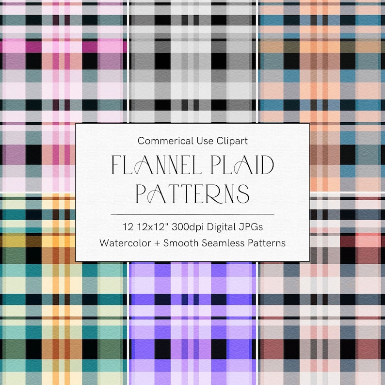 Flannel and Friends Clipart, Flannel Seamless Pattern, Plaid, Tartan ...