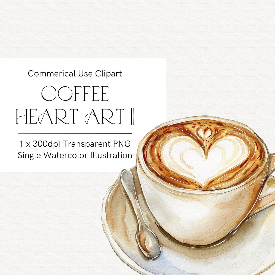 Watercolor Coffee Clipart, Latte Art, Espresso Illustration, Coffee Cup ...