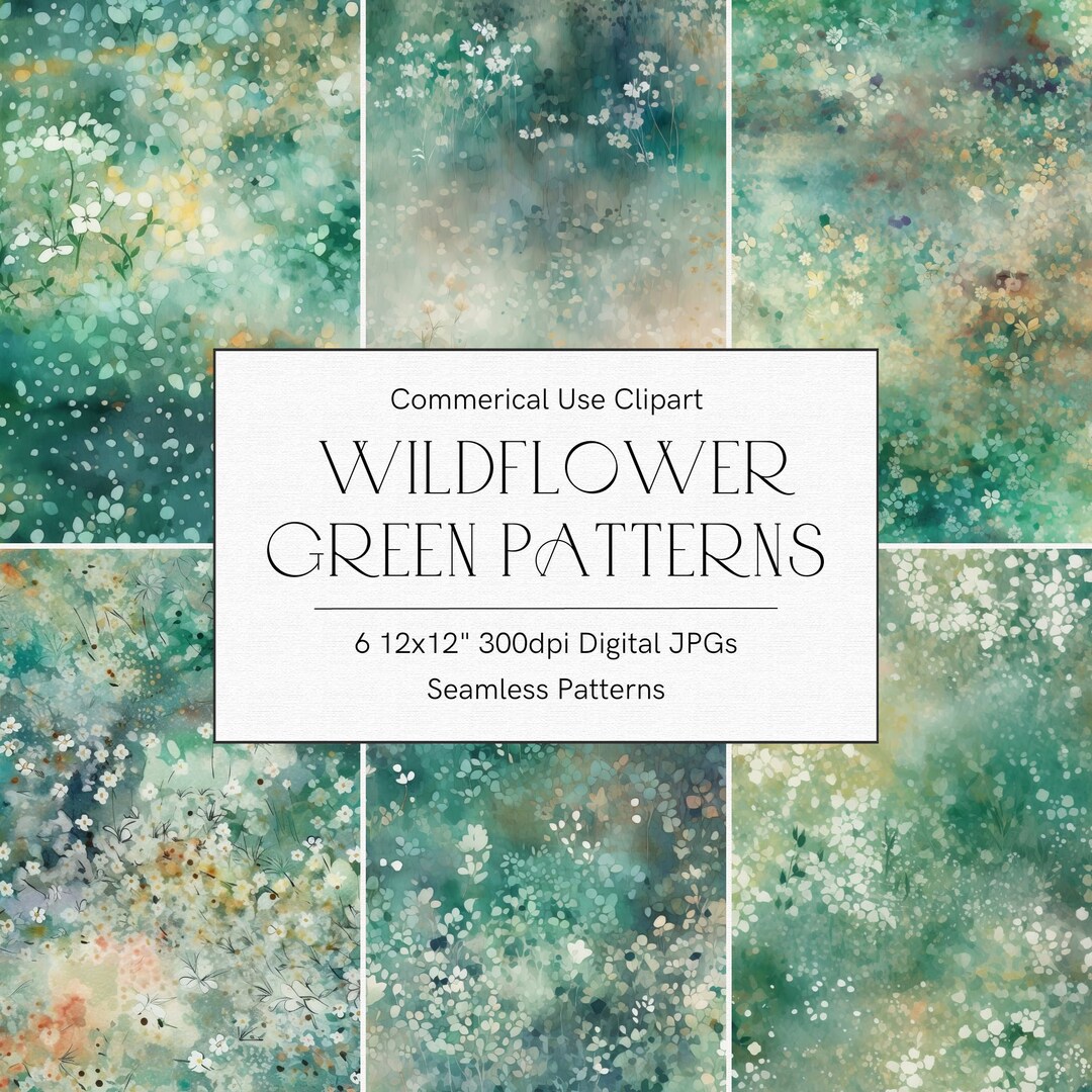 Green Floral Seamless Pattern, Digital Paper Pack, Scrapbooking Pattern ...