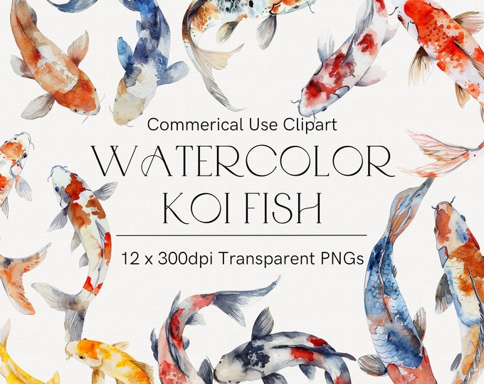 Koi Fish Clipart: 15 PNG Graphics (digital Download) - Etsy Canada