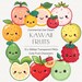 Cute Fruit Clip Art, Kawaii Fruit Clip Art, Cute Fruits Icons, Fruit ...