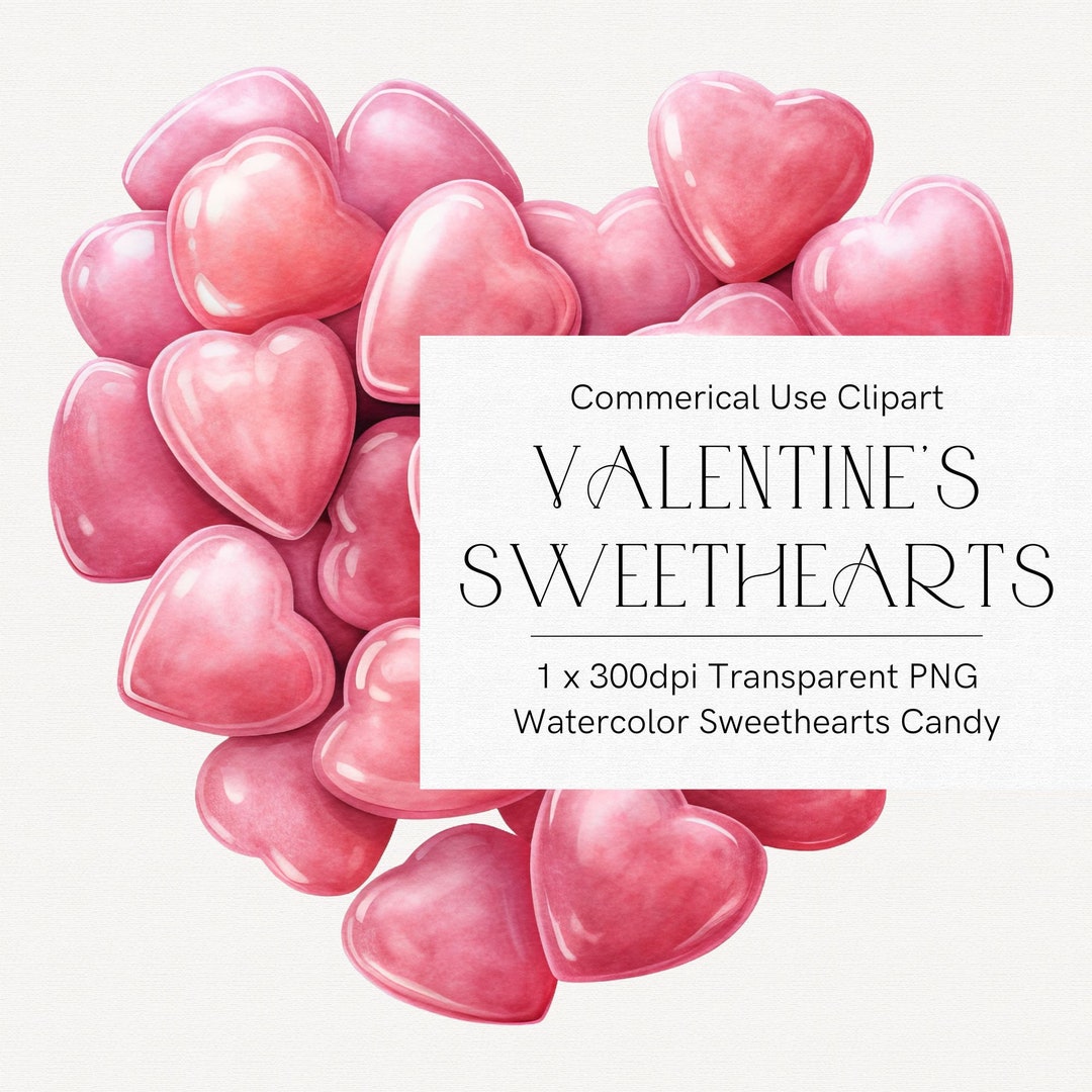 Valentines Candy Heart Clipart, Valentine Clip Art, Watercolor Hearts ...