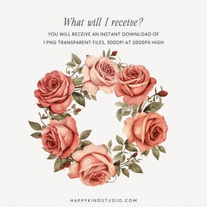 Watercolor Red Roses Floral Wreath, DIY Valentine's Day Card ...