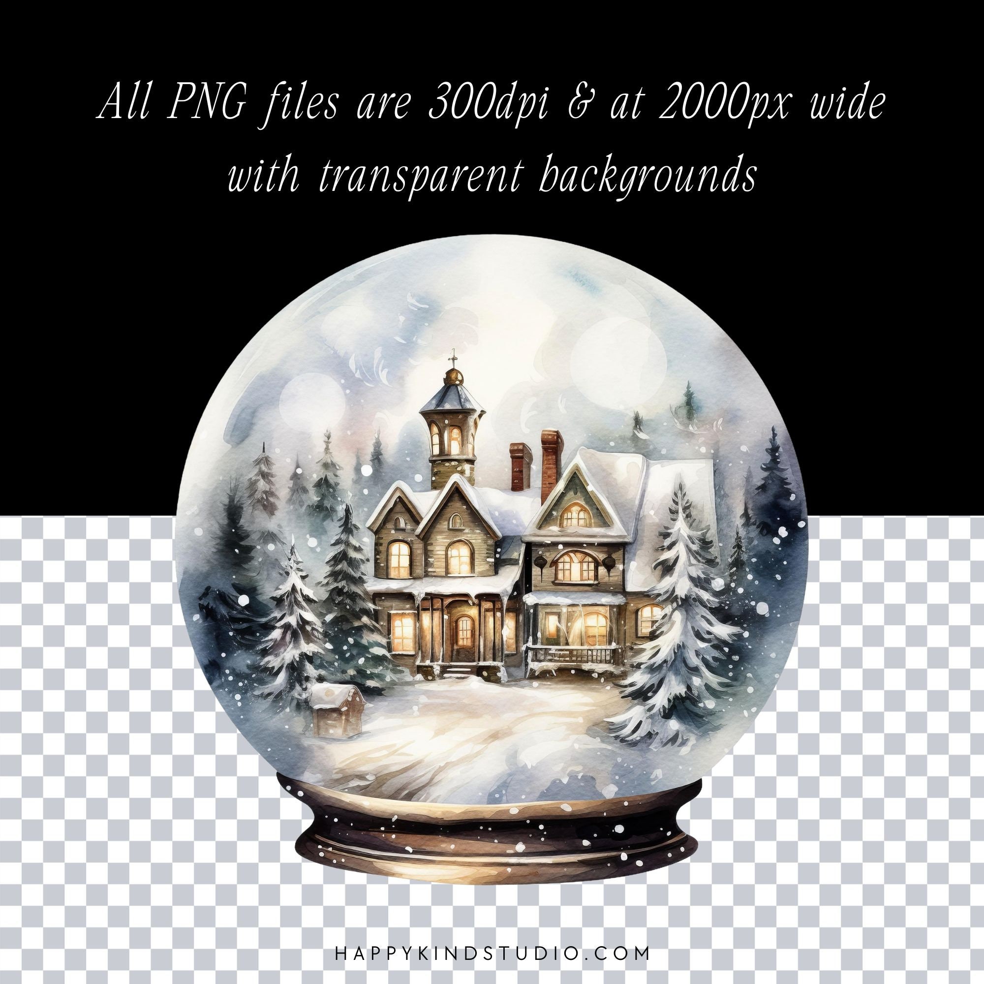 Snow Globe Clipart Watercolor Christmas Clipart Winter - Etsy
