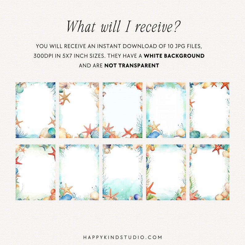 Coastal Clipart, Watercolor Sea Clipart, Beach Background, 5x7 ...