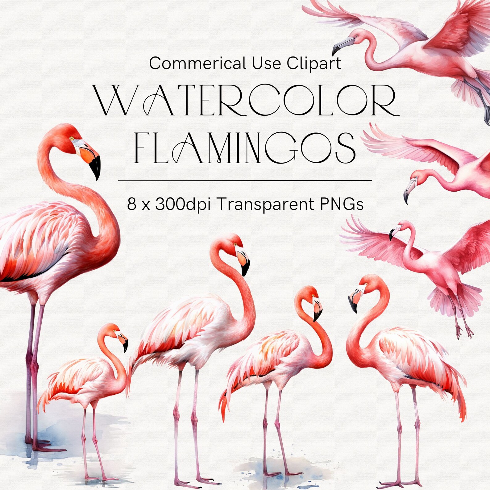 Pink Flamingo Clip Art, Watercolor Art, Tropical Birds, Flying ...