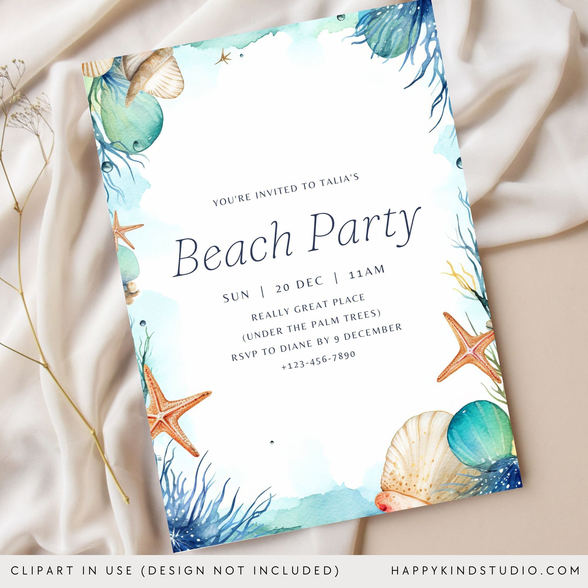 Coastal Clipart Watercolor Sea Clipart Beach Background 5x7 - Etsy