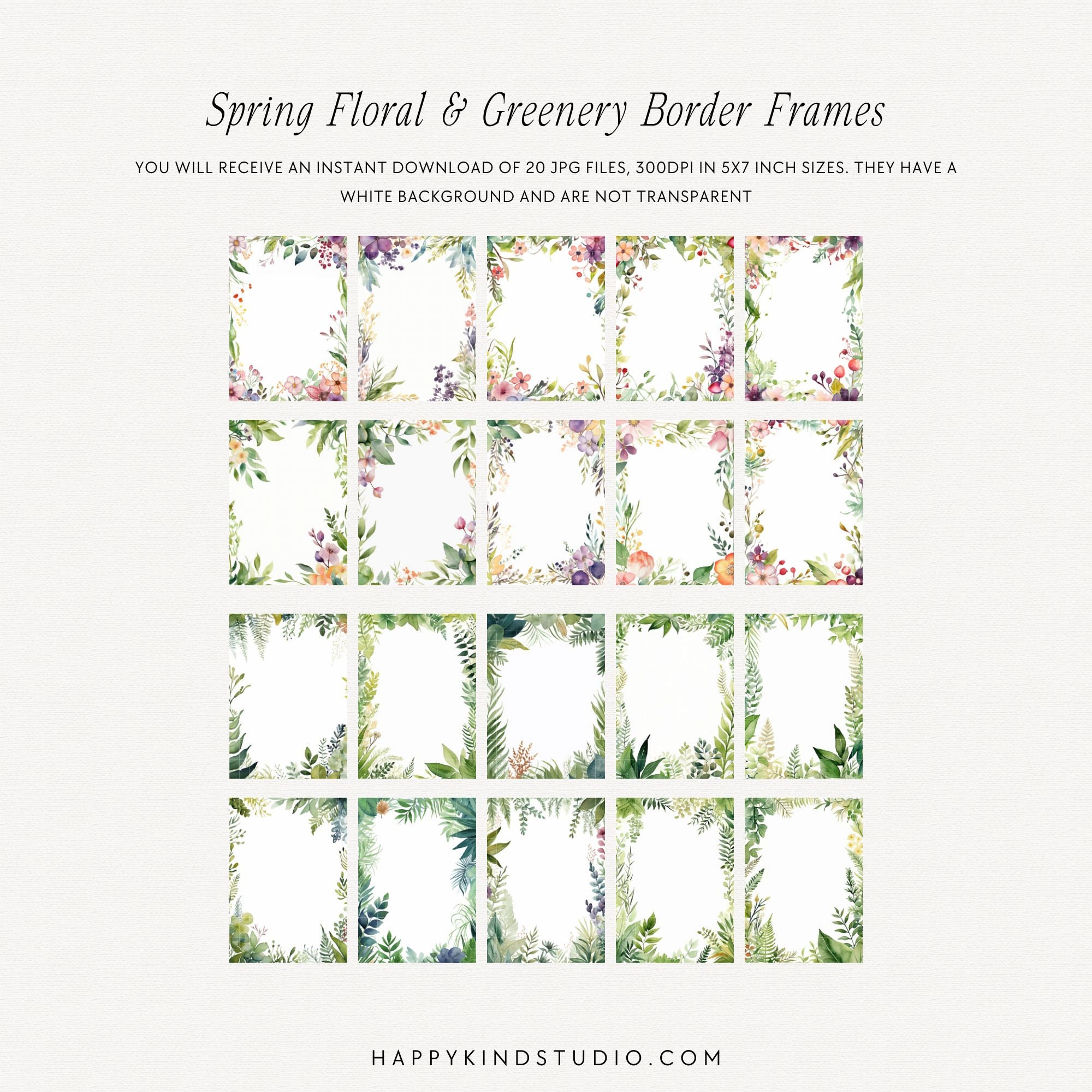 5x7 Invitation Frames Clipart Bundle, Watercolor Borders Bundle, Floral ...