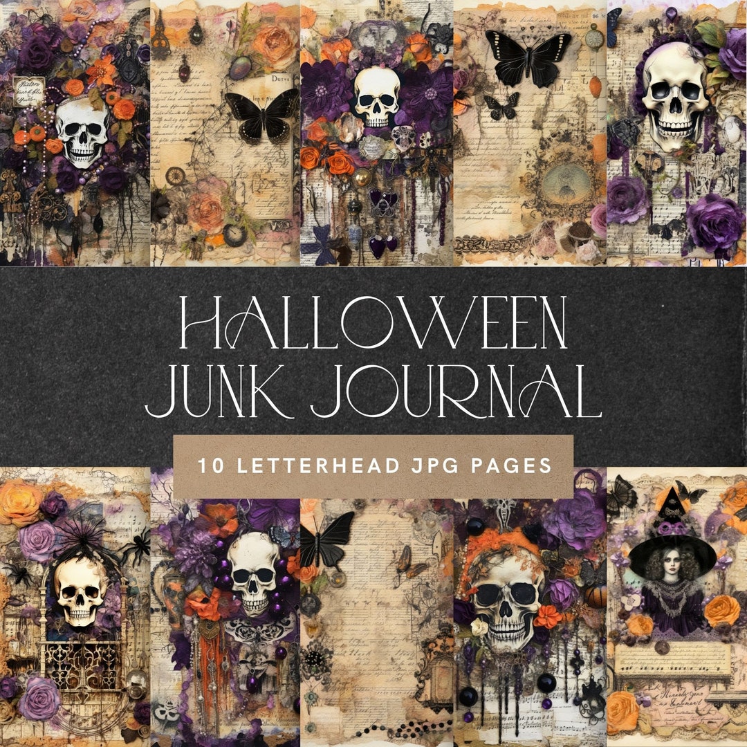 Halloween Junk Journal Kit, Gothic Witch Printable Ephemera, Vintage ...