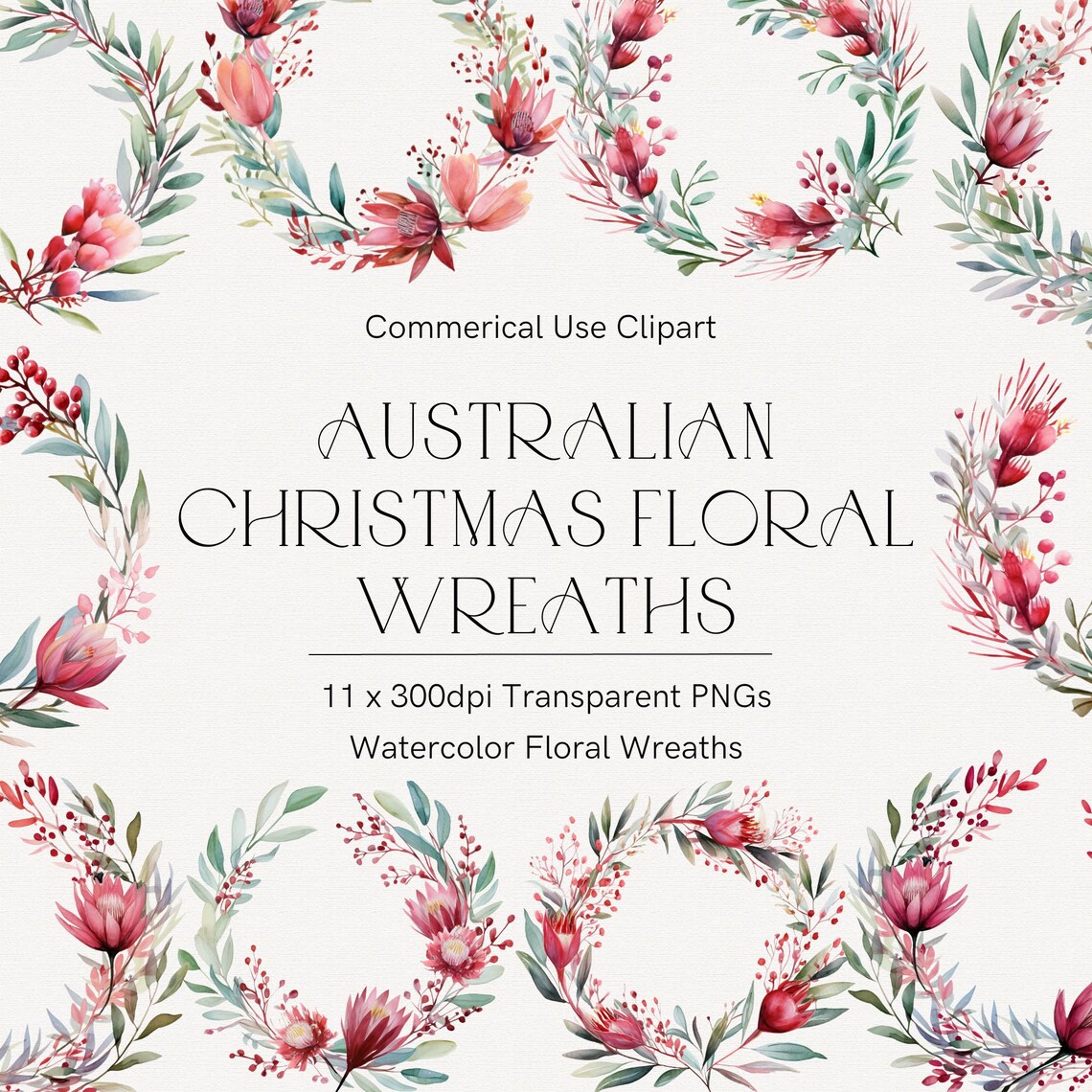 Watercolor Wreath Png, Christmas Wreaths Clipart, Australian Flowers ...