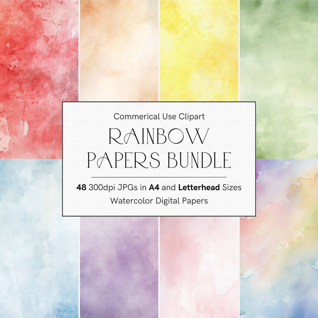 Rainbow Watercolor | Instant Download | Summer Clipart Bundle ...
