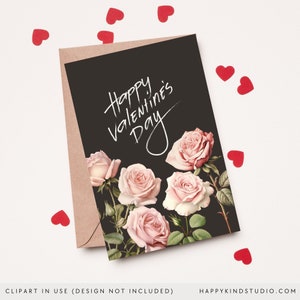 Pink Roses Clipart, Valentine's Day, Watercolor Flower, Wedding Flowers ...