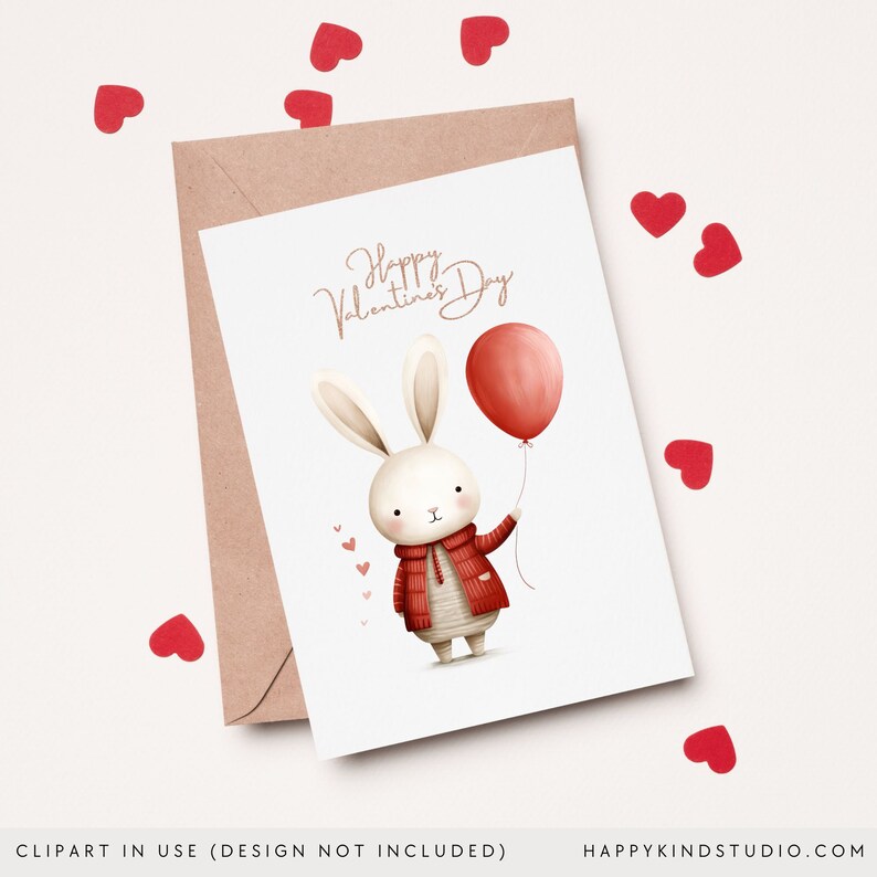 Valentine's Day Bunnies Clipart, Woodland Rabbits, Bunnies With Heart ...