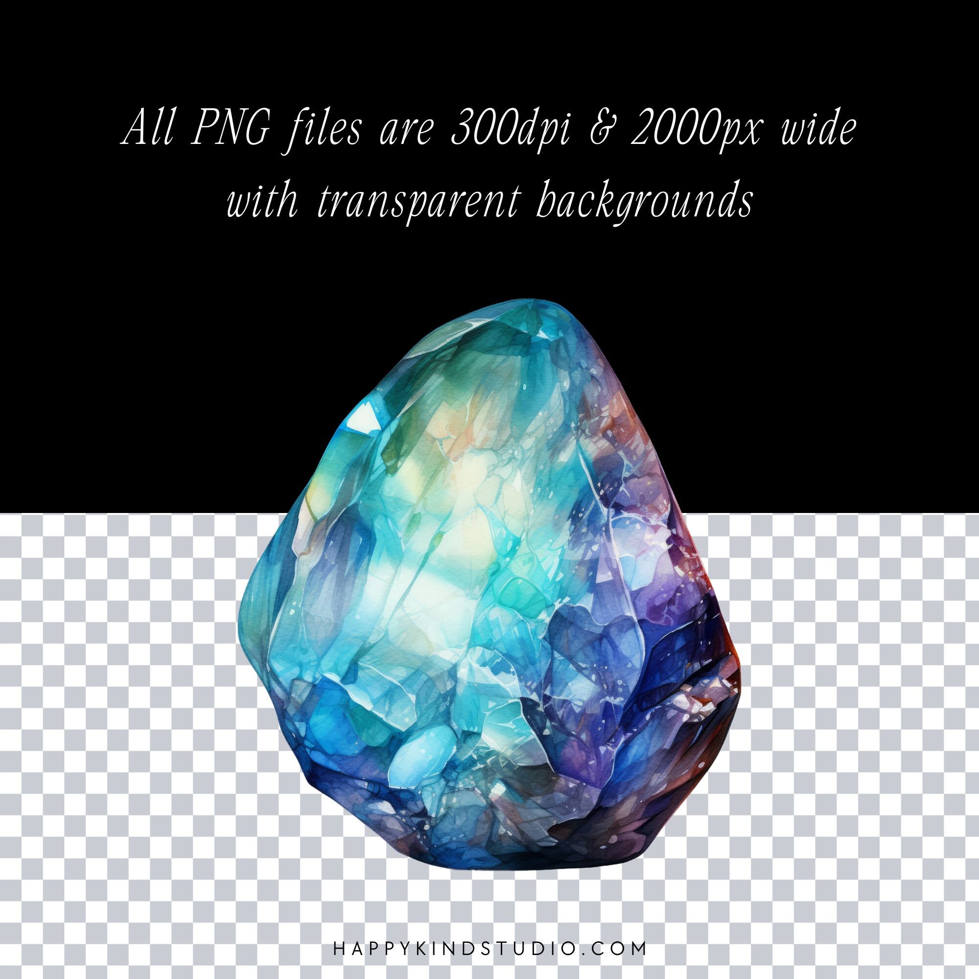 Australian Opal Clipart, Watercolor Opals, Crystal Graphics, Watercolor ...