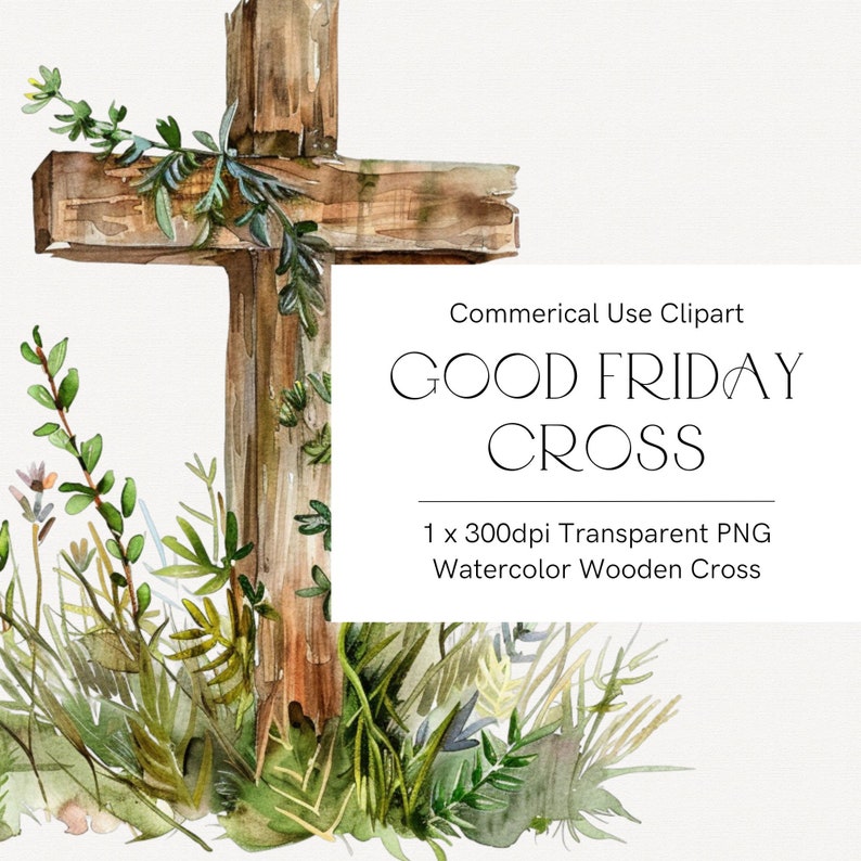 Easter Cross Clipart, Good Friday Clipart, Watercolor Cross, He is ...