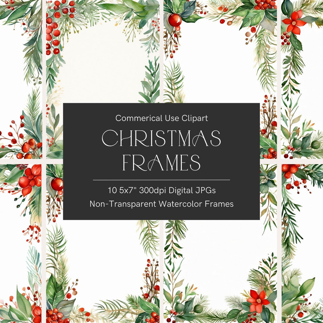 Christmas Borders Clipart, Christmas Frames JPG, Christmas Invitation ...