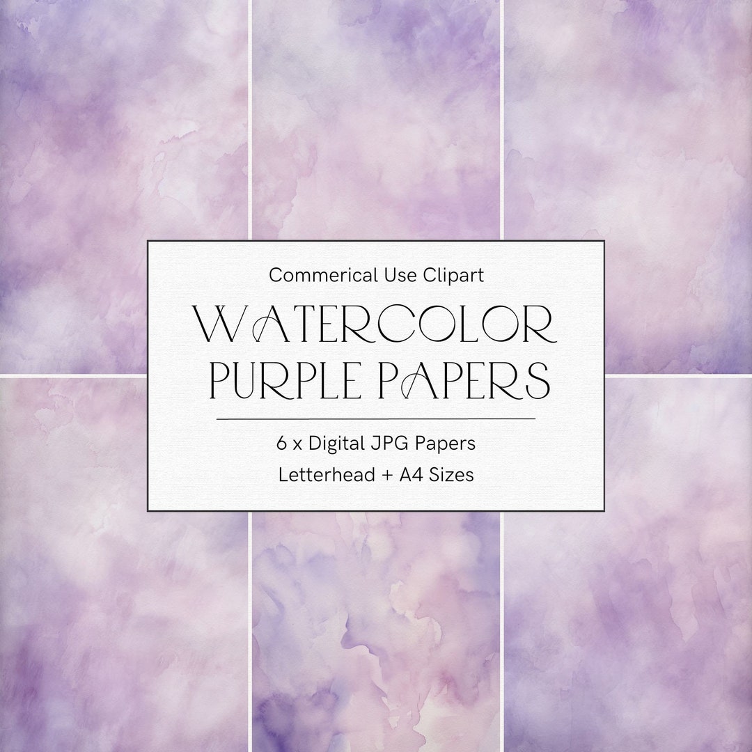Purple Junk Journal Paper, Watercolor Scrapbook Paper, A4 Journal ...