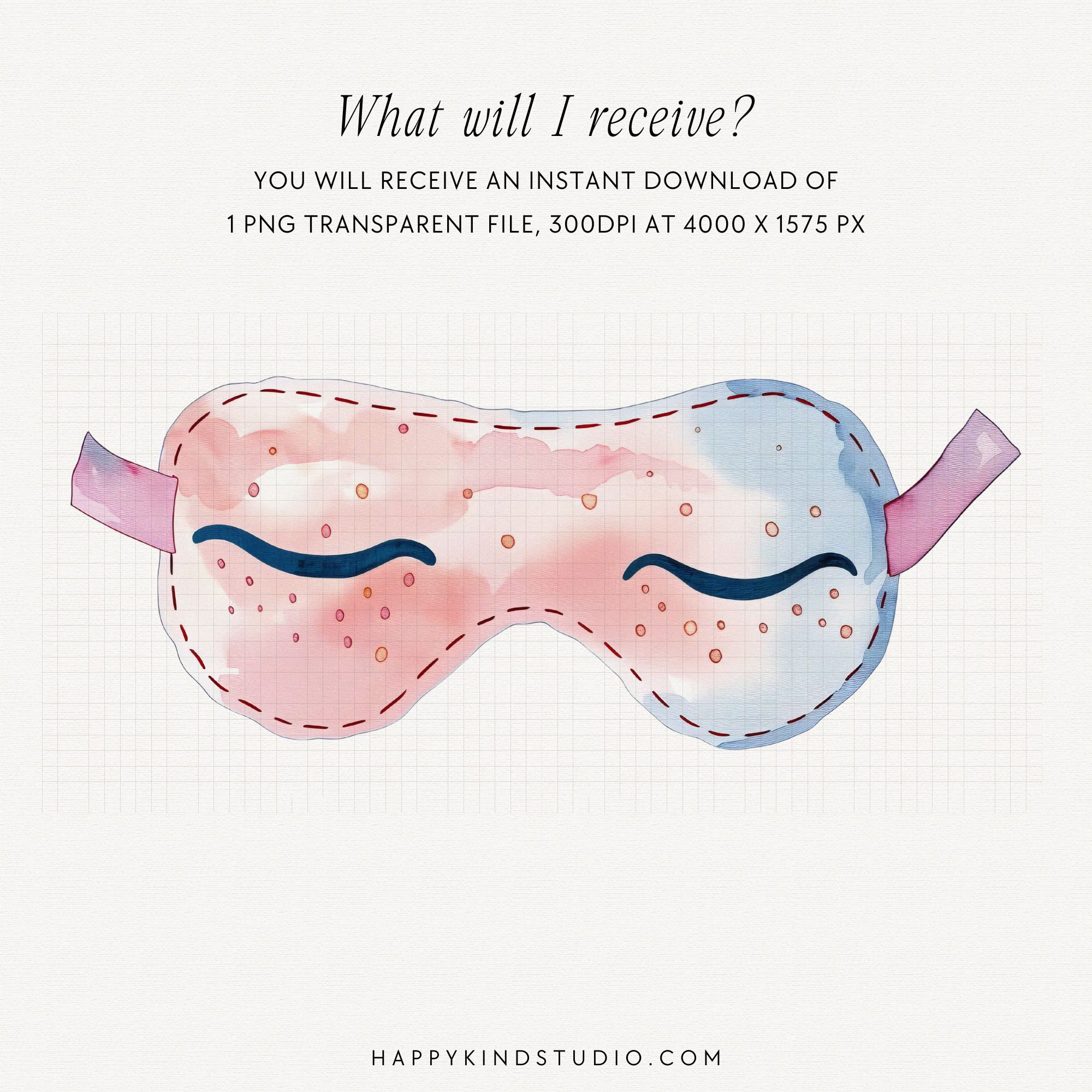 Sleep Mask Png, Sleepover Clipart, Watercolor Pajama Party, Satin Eye ...