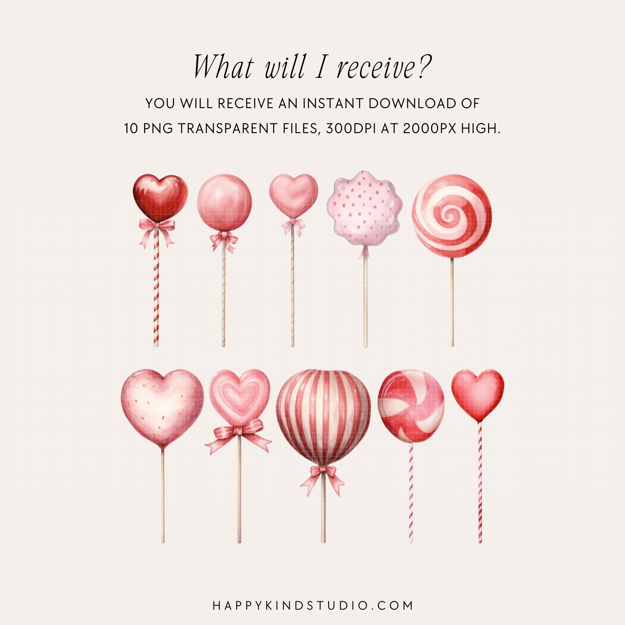 Lollipop Clipart, Valentine's Day Card Clipart, Vintage Candy ...