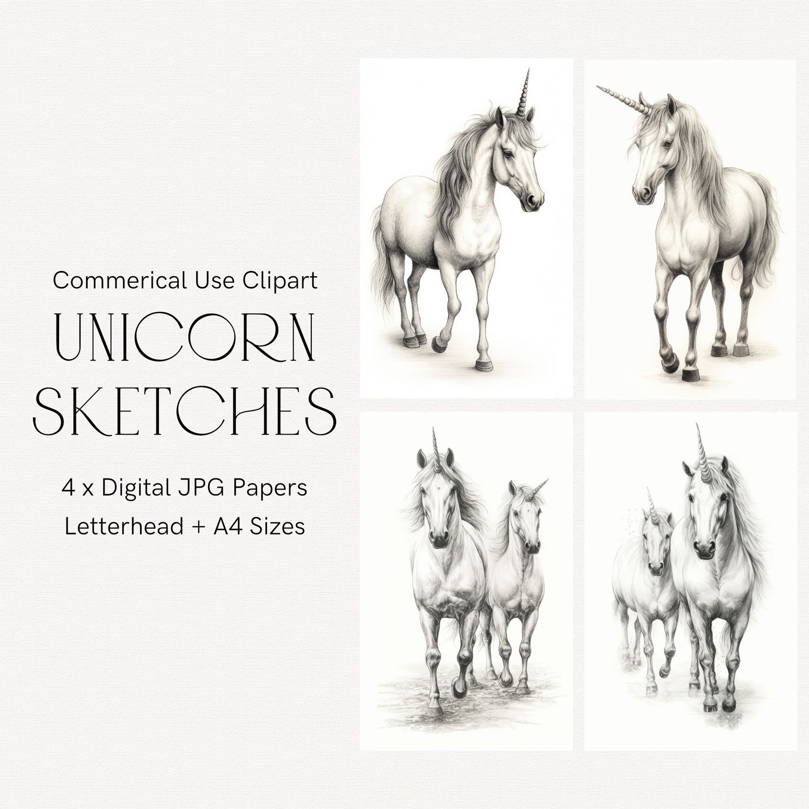 Unicorn Clipart, Unicorns Line Art, Adult Coloring Book, Printable ...