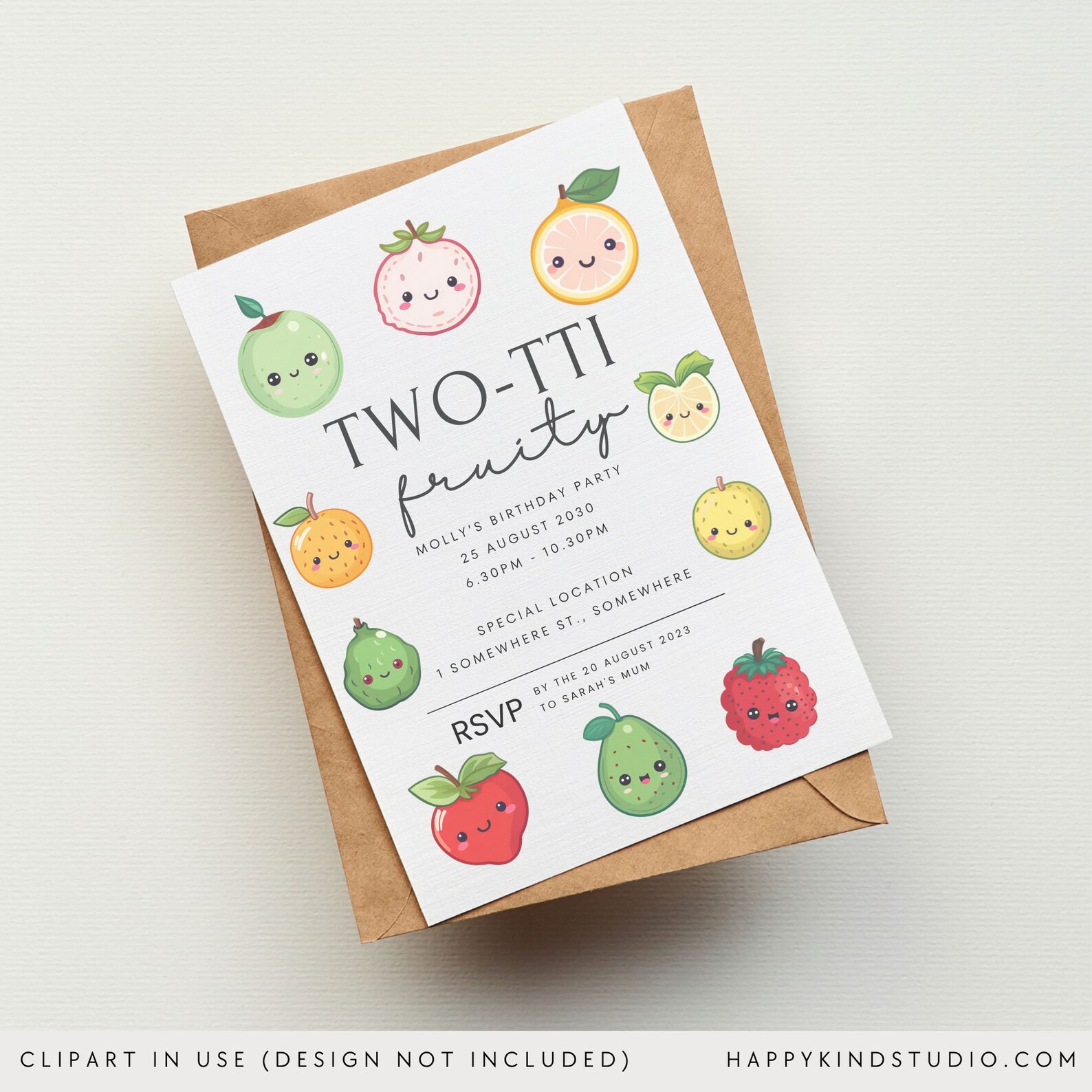 Cute Fruit Clip Art, Kawaii Fruit Clip Art, Cute Fruits Icons, Fruit ...