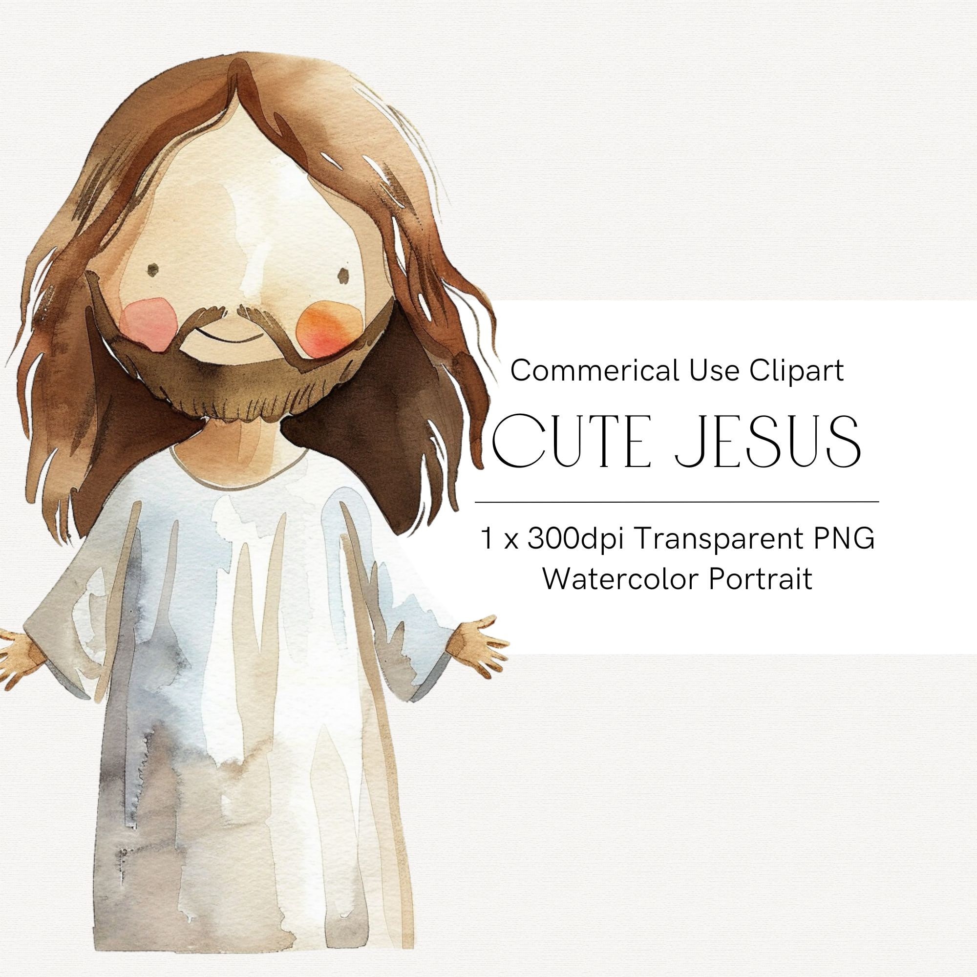 Cute Jesus Clipart, Christian Easter Png, Watercolor Jesus, Kids ...
