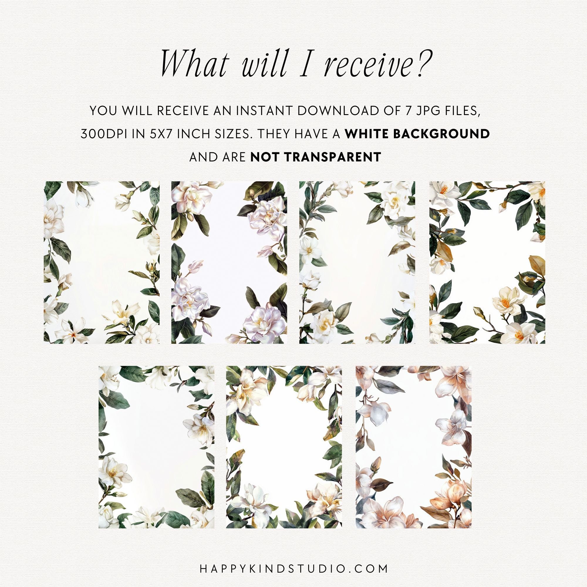 Gardenia Clipart, 5x7 Border Floral Frames, Watercolor Gardenias ...