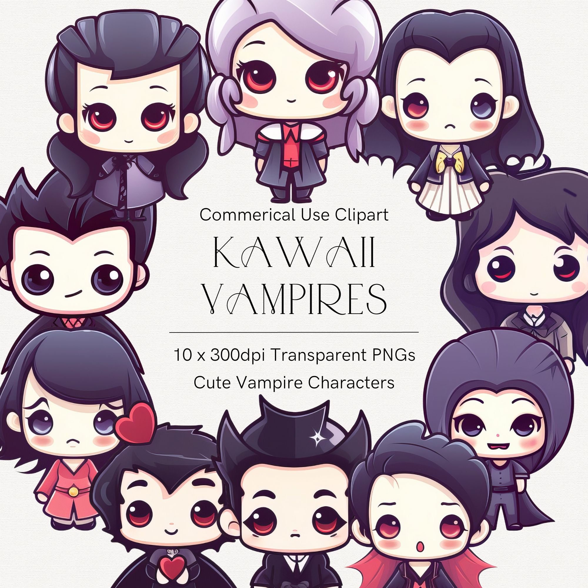 Kawaii Vampire Halloween Clipart, Cute Vampires, Halloween Art ...
