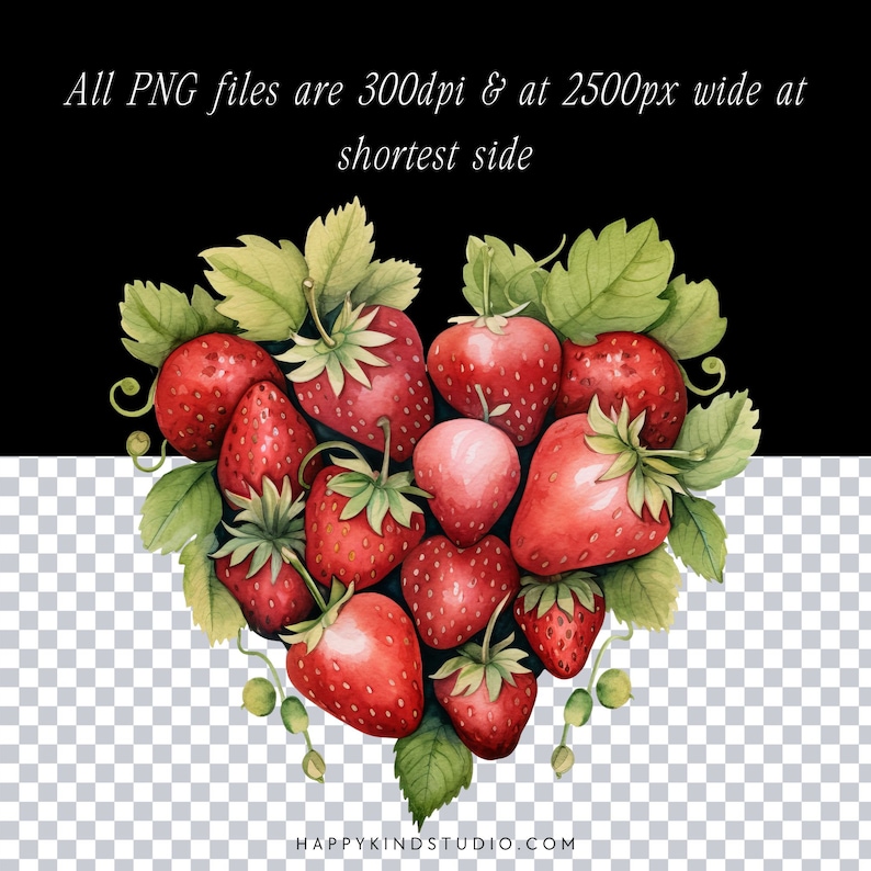Strawberries Heart Clipart, Valentine's Day Clipart, Dessert Clipart ...