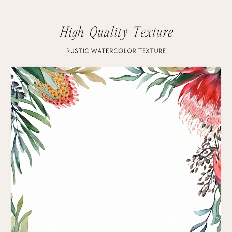 Native Australian Floral Borders, 5x7 Invitaton Frames Bundle, Protea ...
