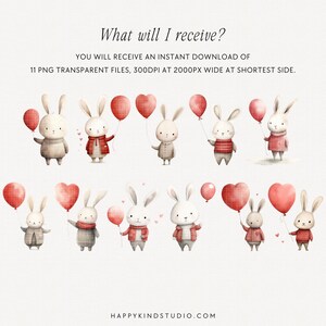 Valentine's Day Bunnies Clipart, Woodland Rabbits, Bunnies With Heart ...