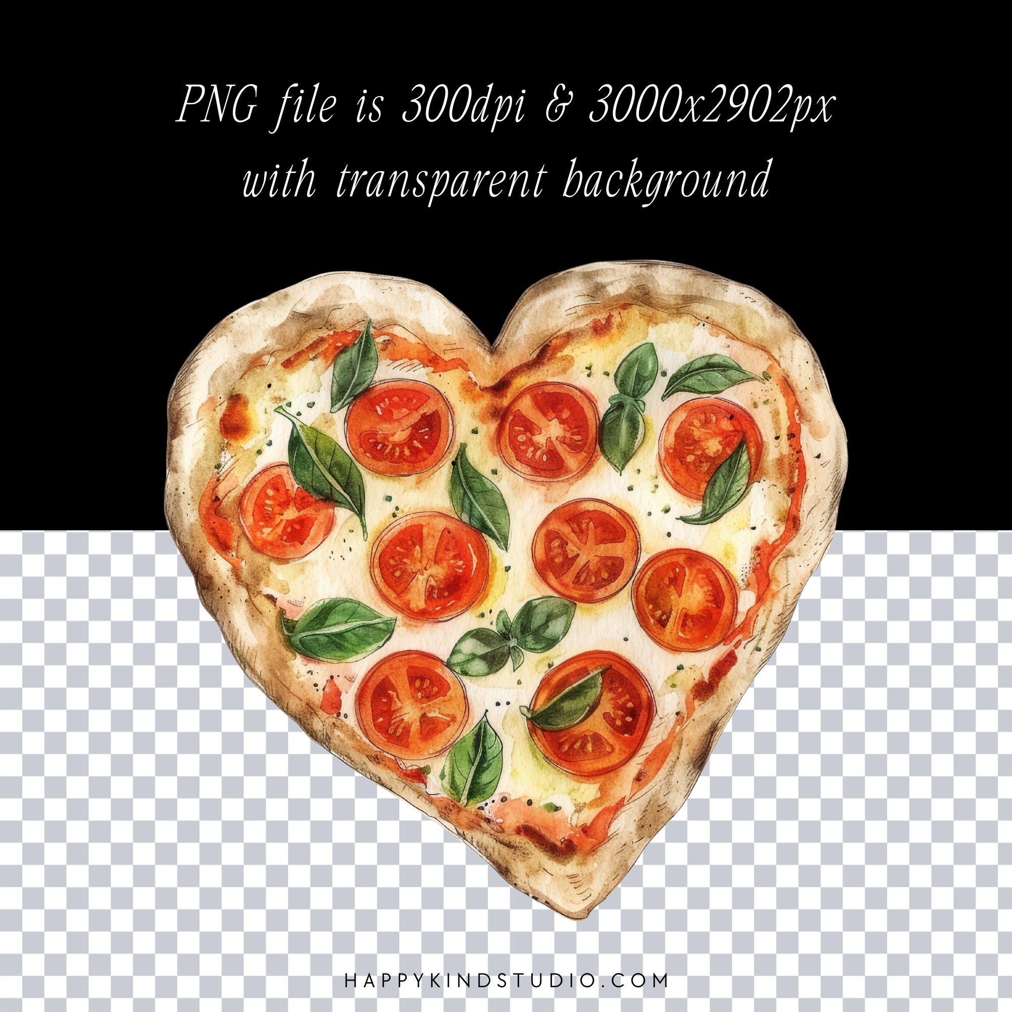 Heart Shaped Pizza Clipart - Watercolor Pizza Valentine PNG, A Slice of ...