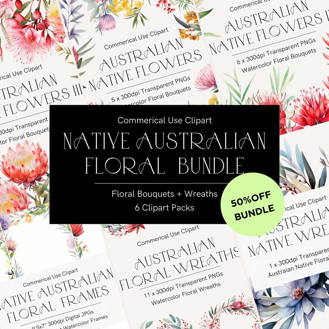 Australian Native Flowers Clipart Bundle, Watercolor Floral Bundle ...