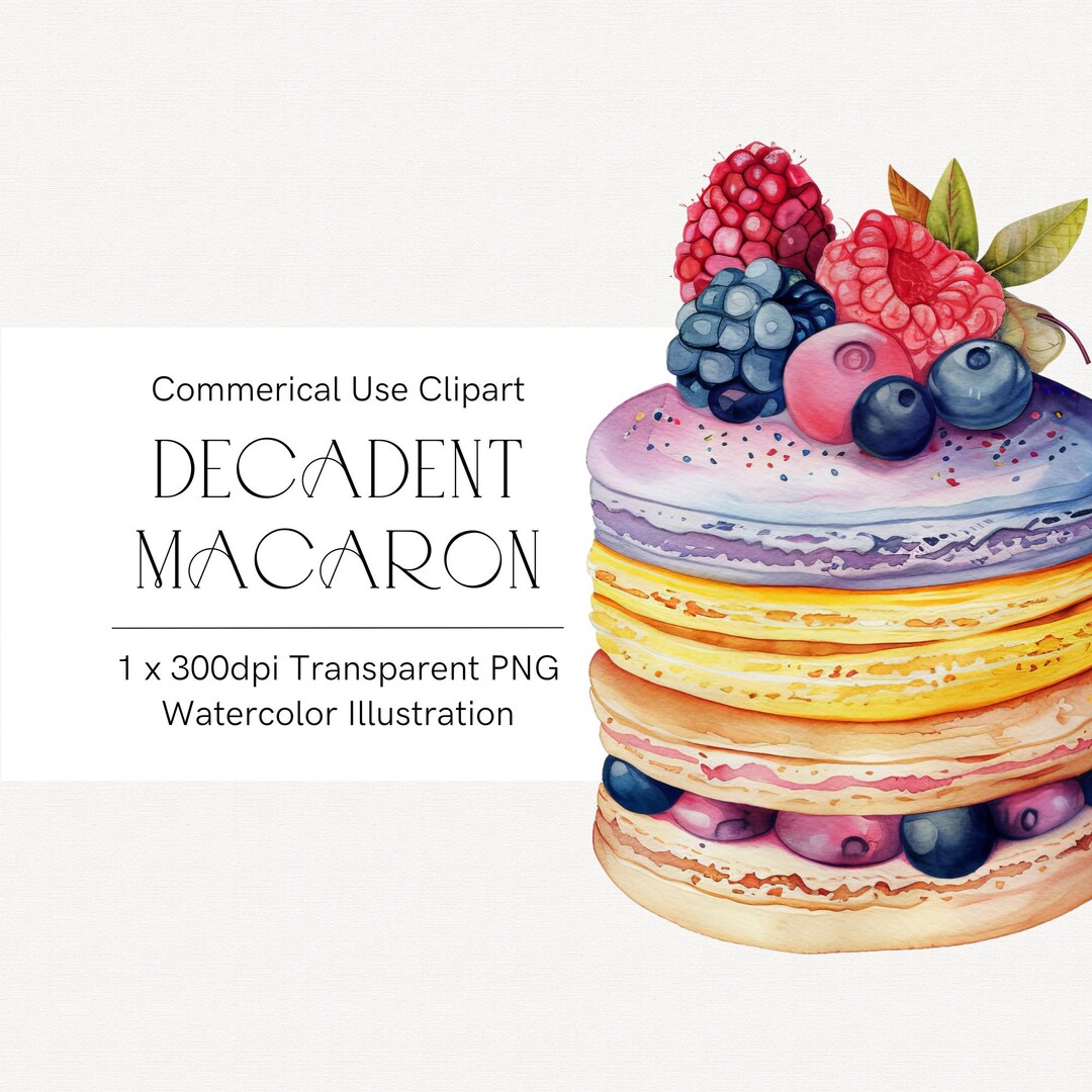 Berry Macaron Clipart, Watercolor Dessert Png, Watercolor Macaron ...