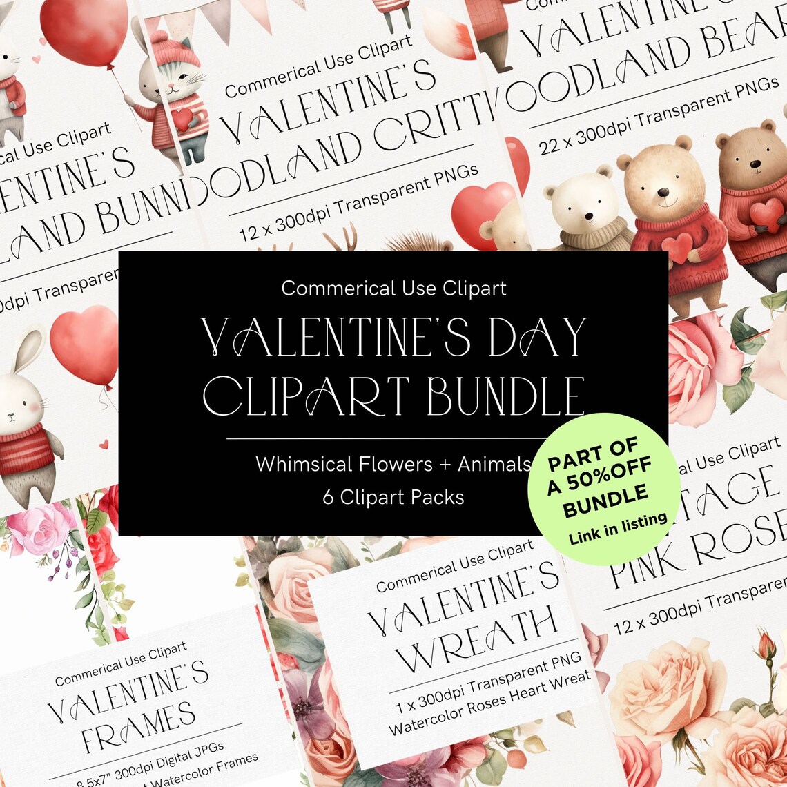 Valentine's Day Watercolor Roses Wreath, Heart Wreath Clipart, Rose ...