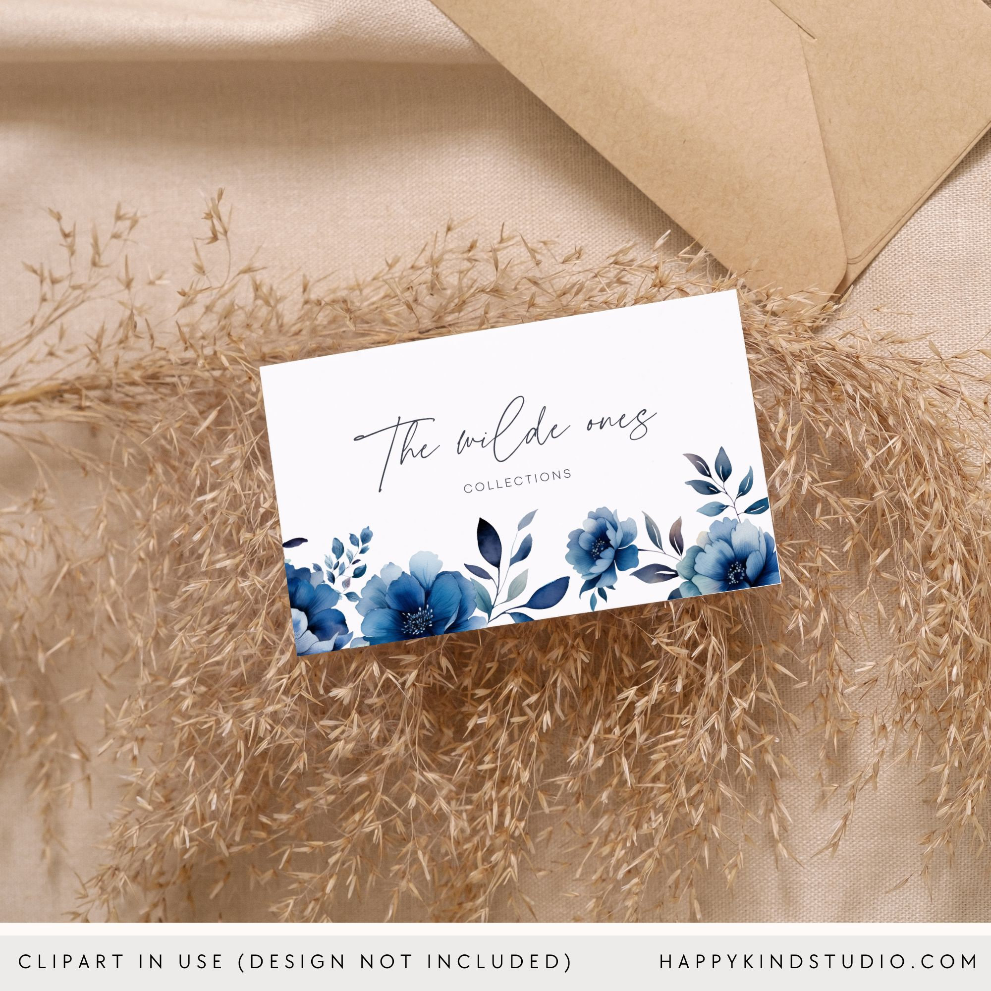 Indigo Blue Flowers Clipart, Watercolor Flower, Wedding Bouquet, Winter ...