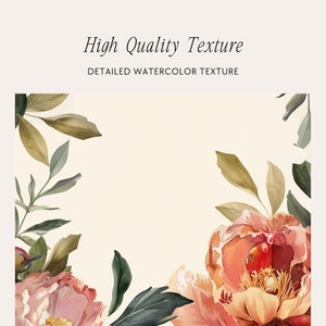 Peony Border Clipart, 5x7 Digital Paper, Vintage Peony Border ...