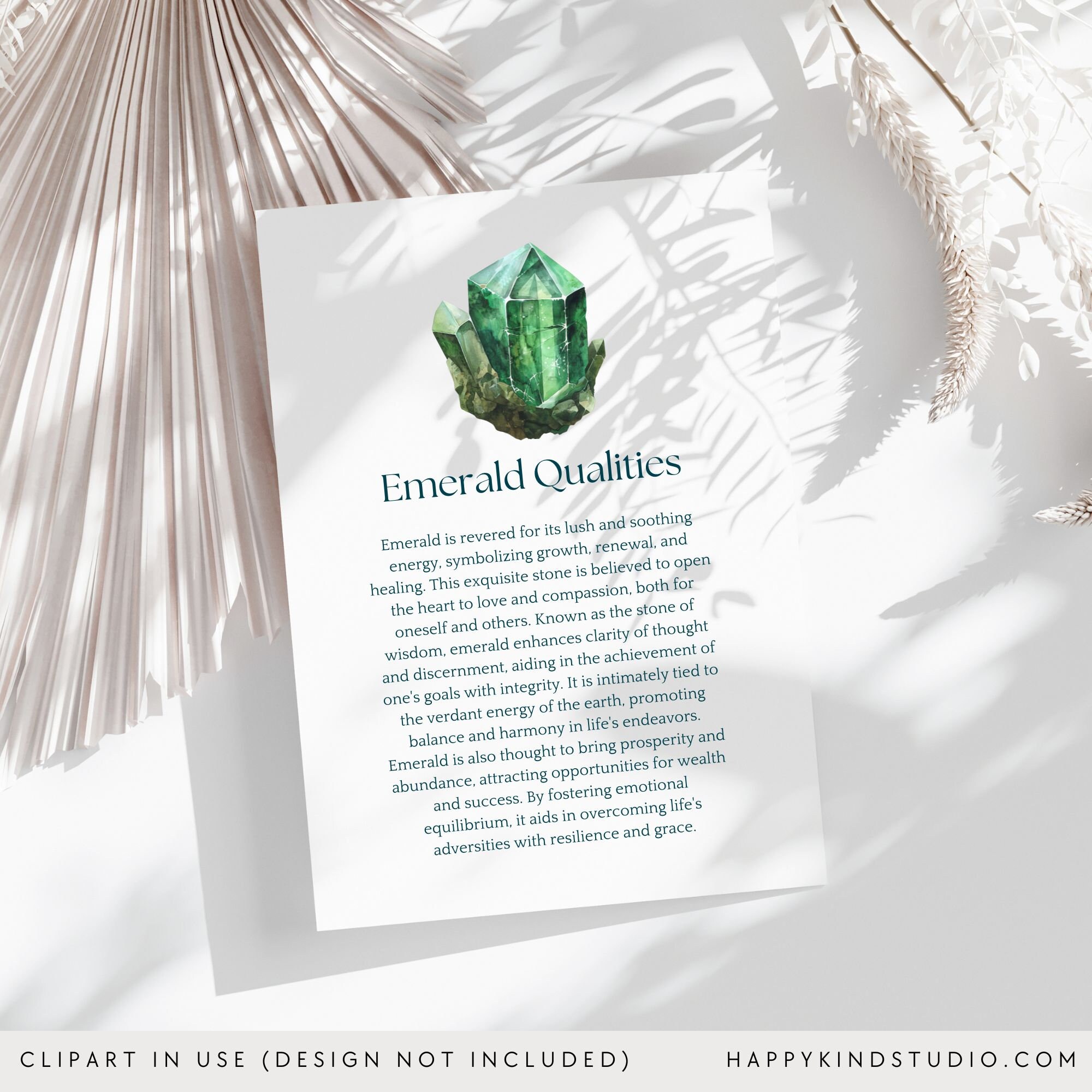 Emerald Crystal Clipart, Raw Emerald, Watercolor Emeralds, Taurus ...