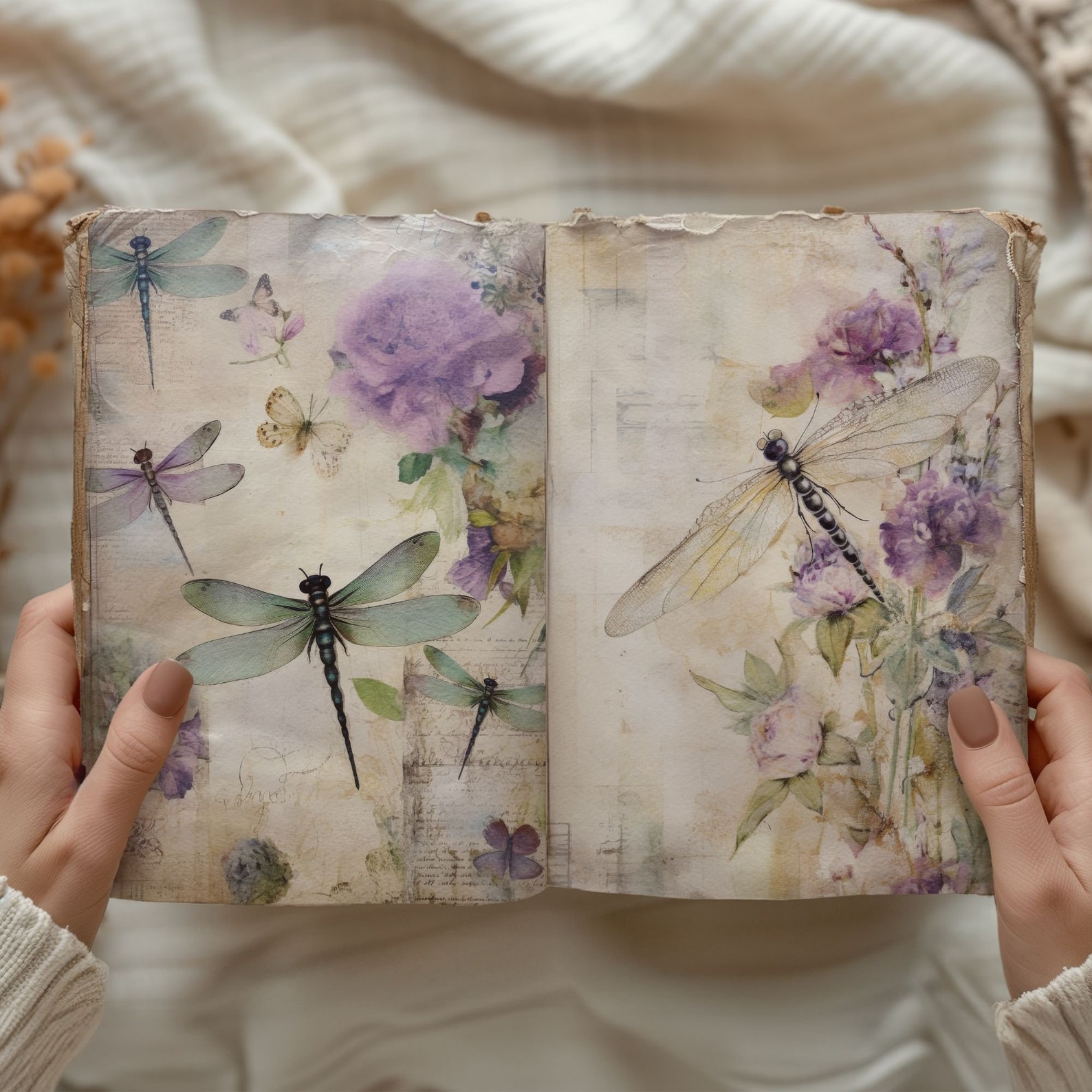 Dragonflies Junk Journal Kit, Dragonfly Printable Pages, Collage Sheet ...