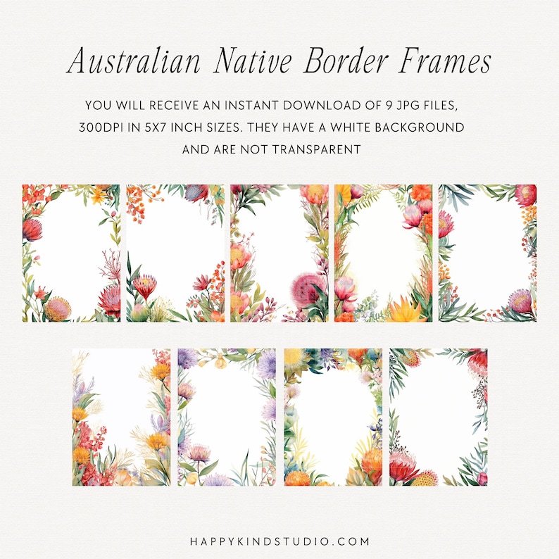 5x7 Invitation Frames Clipart Bundle, Watercolor Borders Bundle, Floral ...