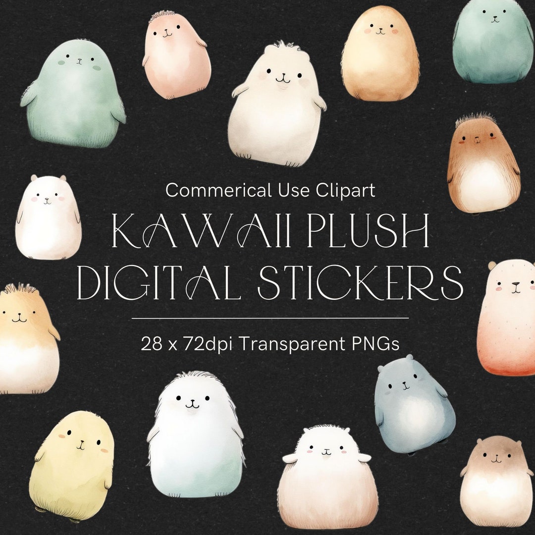 Squishy Clipart, Kawaii Digital Stickers, Squishy Toys Clipart, Plush ...