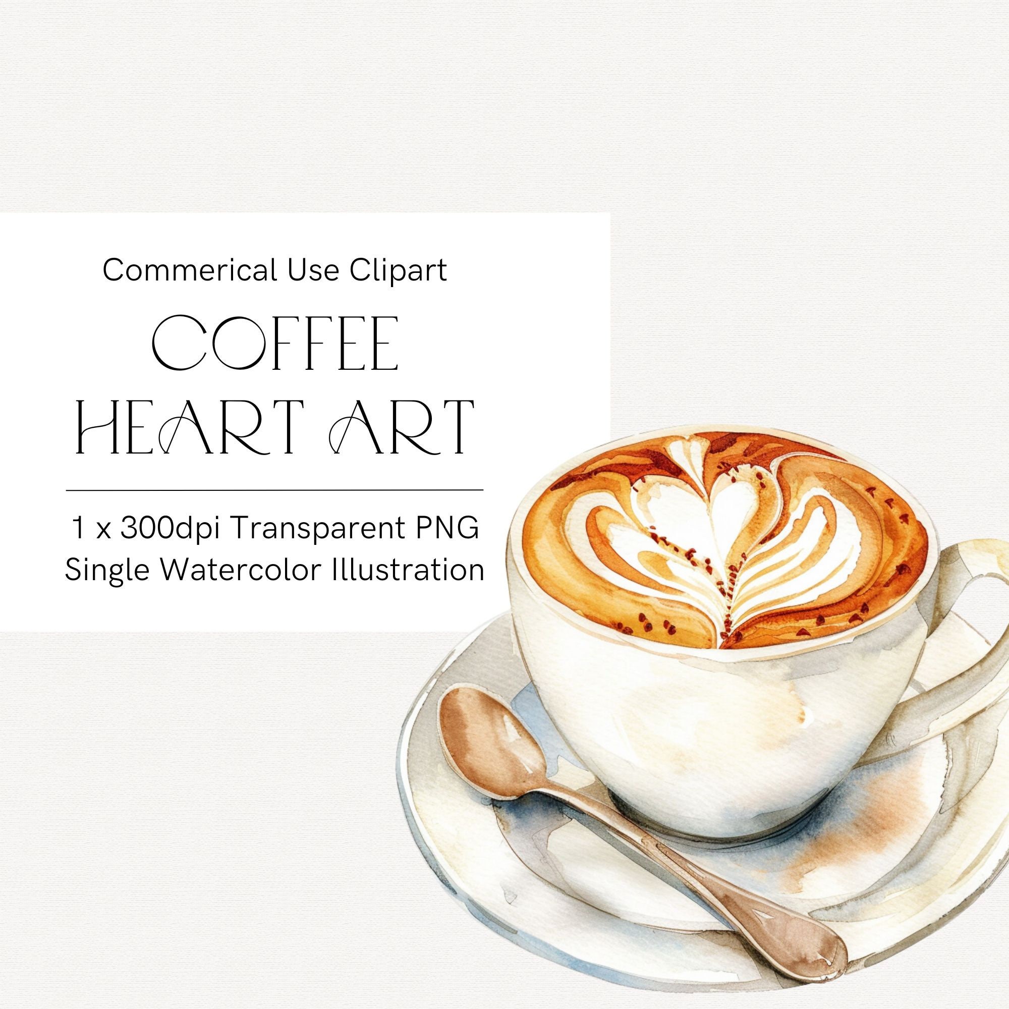 Coffee Heart Clipart, Watercolor Coffee Cup, Mug Clipart, Valentine's ...