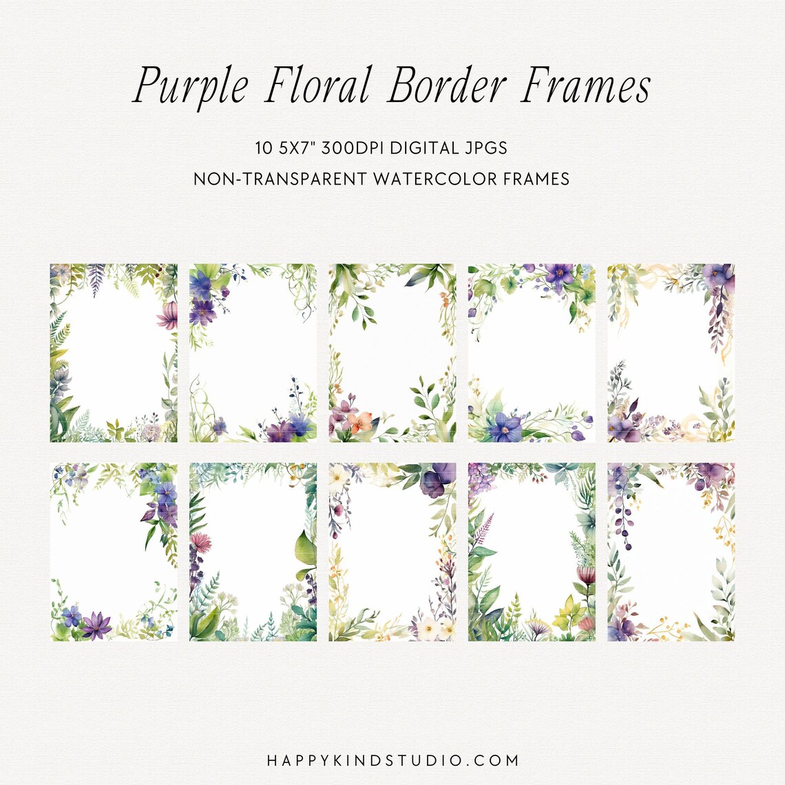5x7 Invitation Frames Clipart Bundle, Watercolor Borders Bundle, Floral ...
