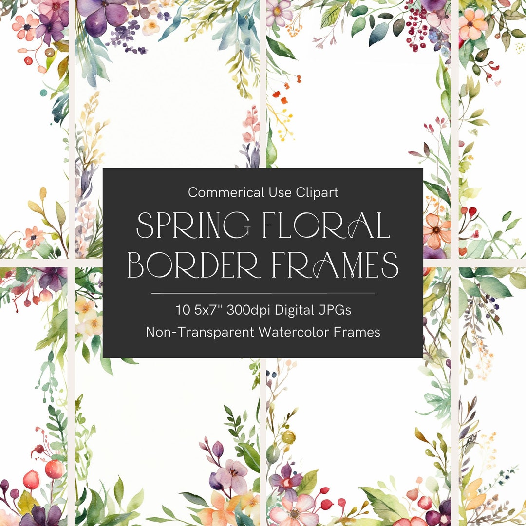 Floral Frames Clipart, Wedding Invitation Frames, Watercolor Flowers ...