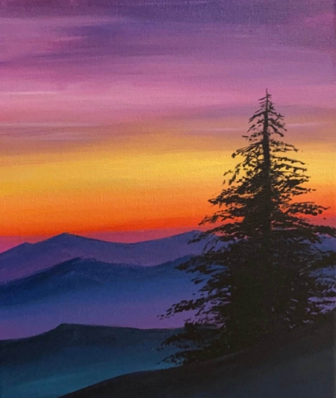 Sunset Landscape 9x12 - Etsy