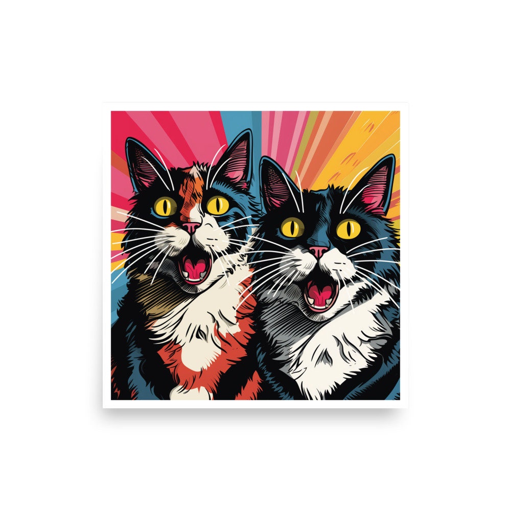 Comic Cats Poster Print - Etsy