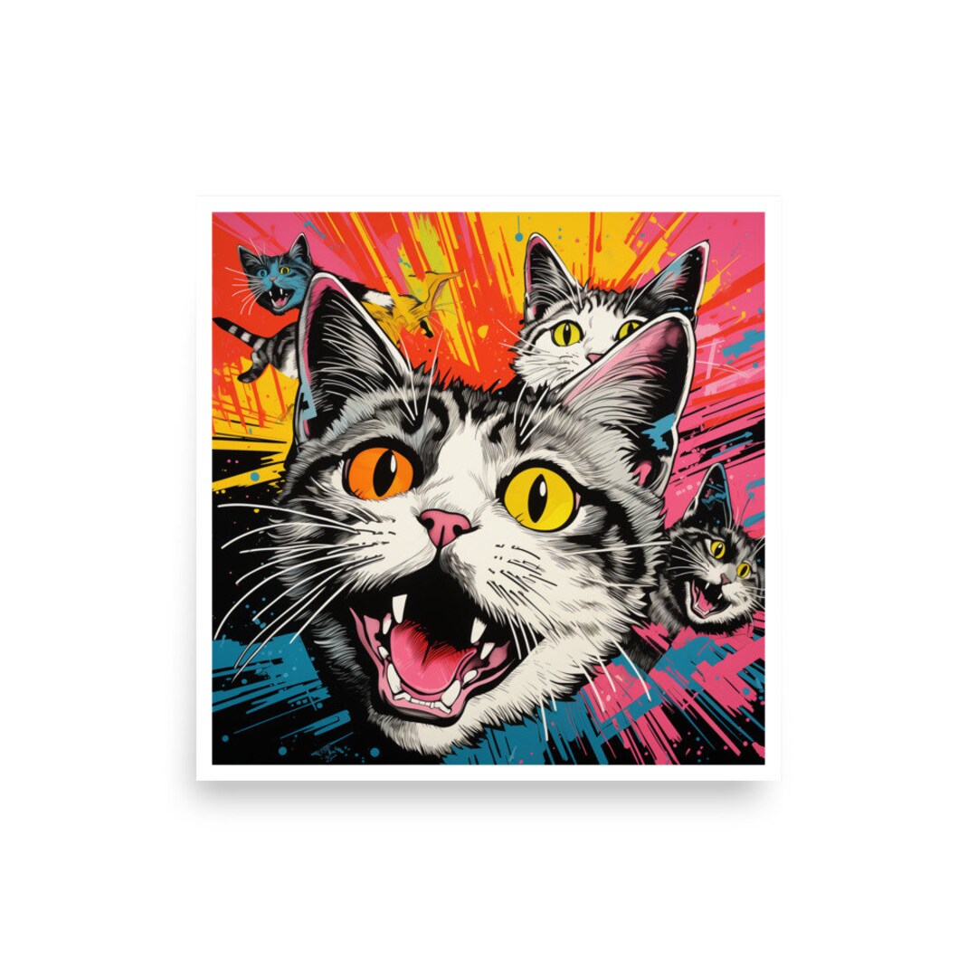 Cat Attack Comic Poster Print - Etsy
