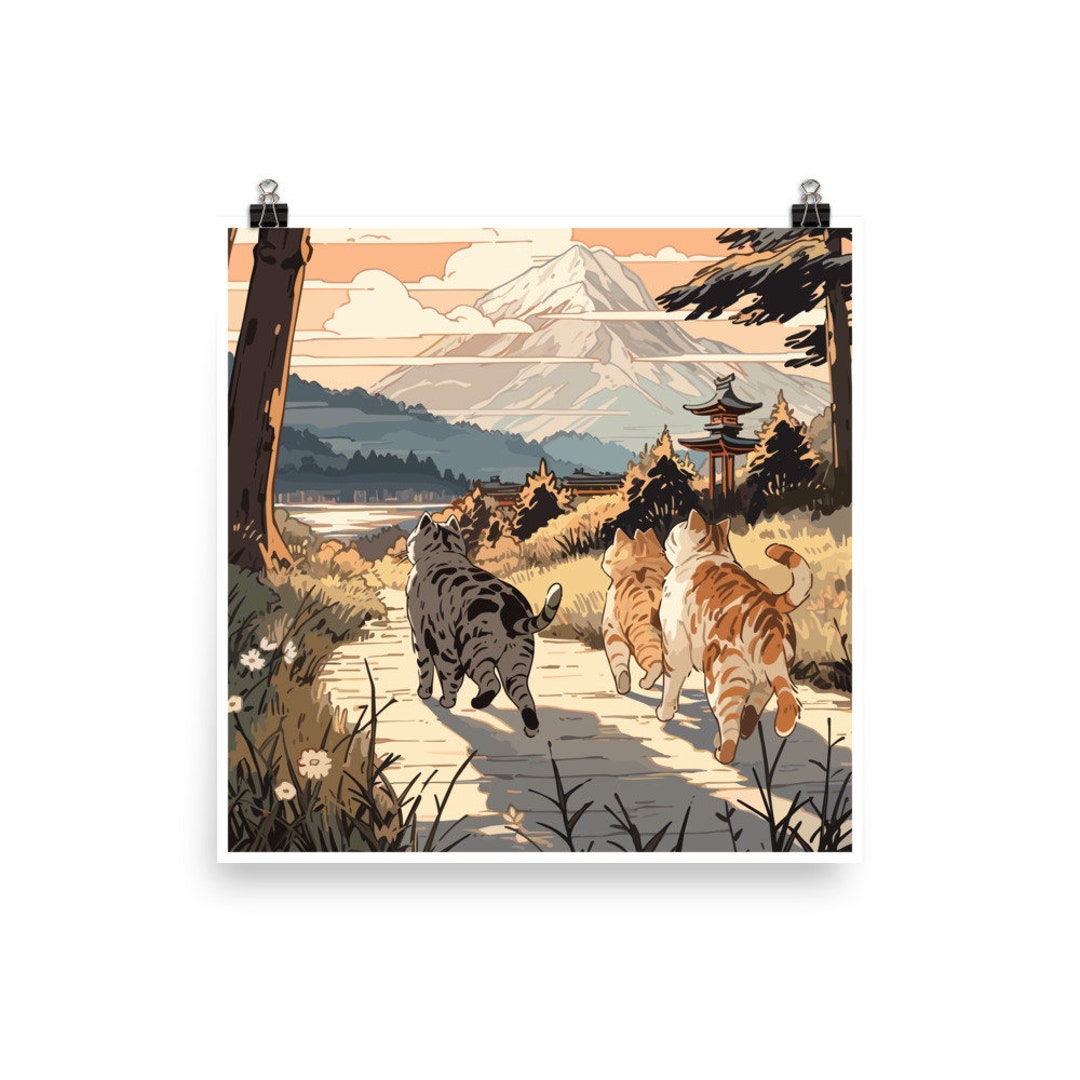 Cats and Mount Fuji Poster Feline Journey to the Iconic - Etsy